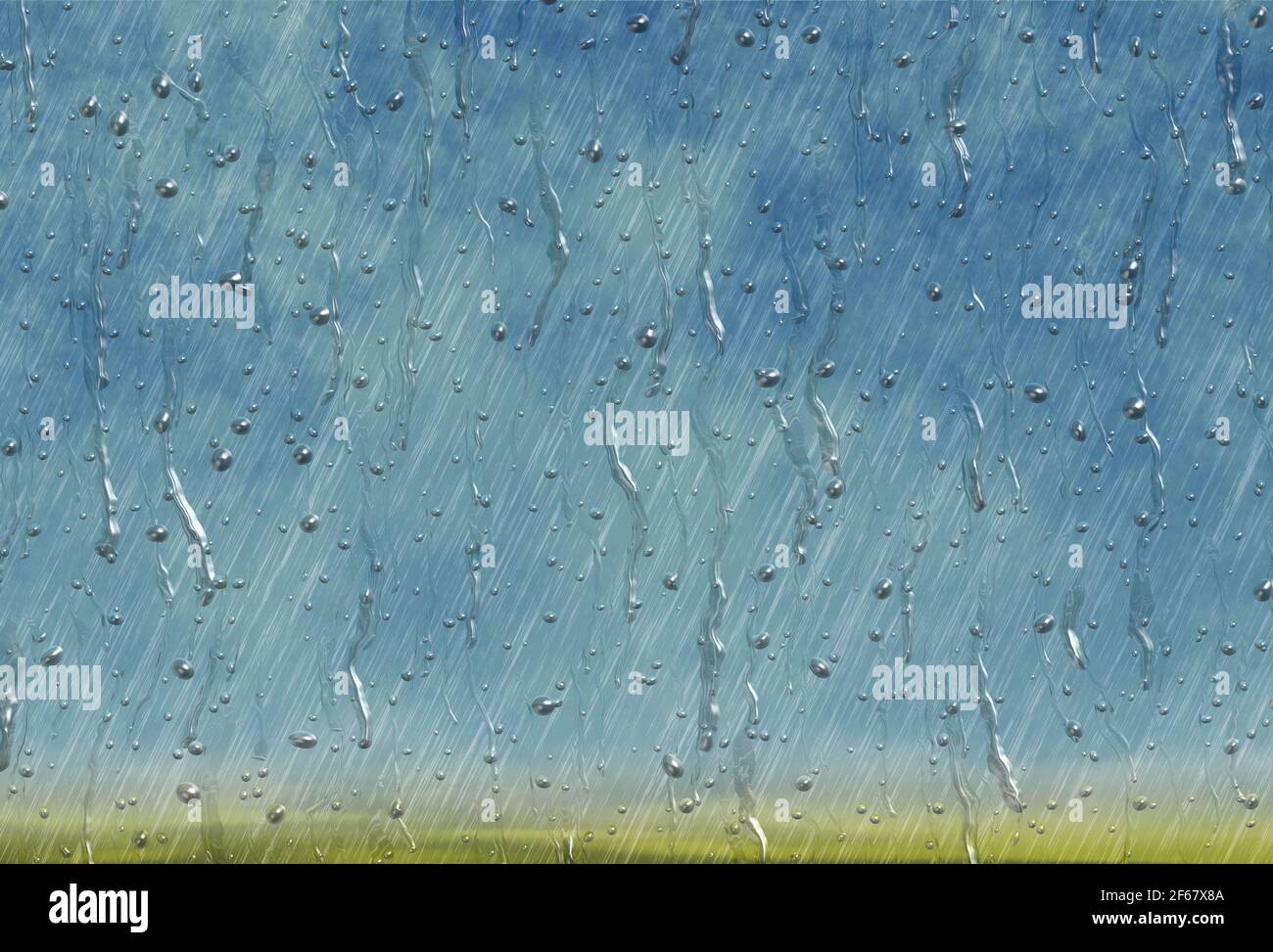 view of rainy weather through a wet window Stock Photo - Alamy
