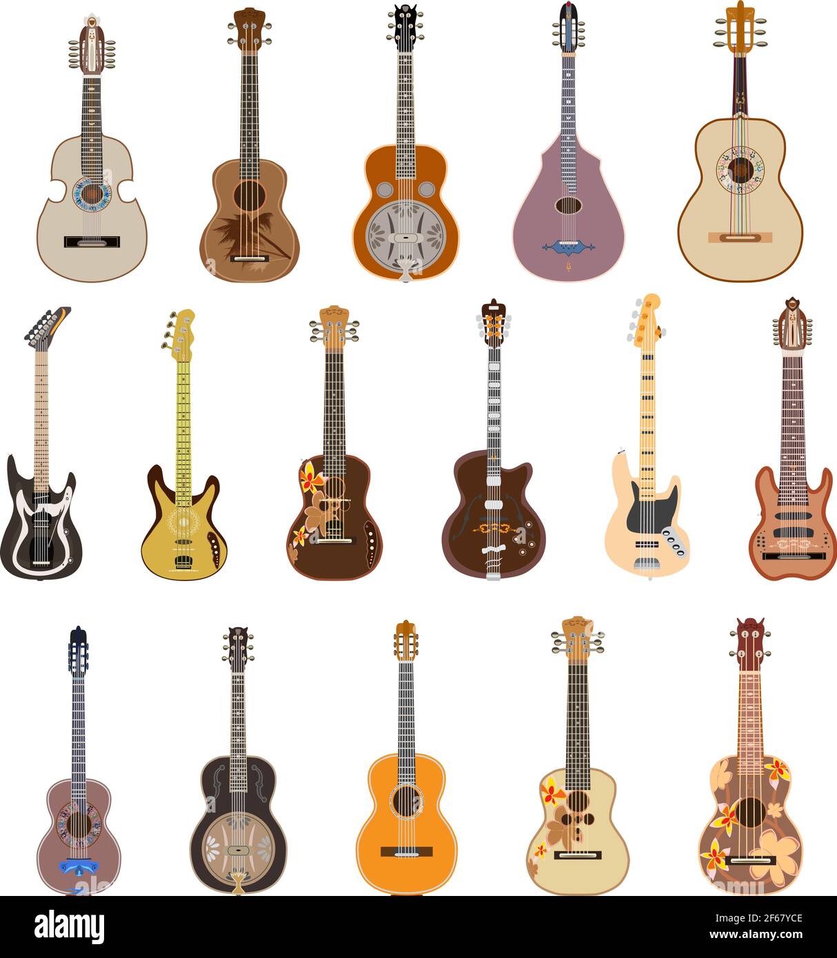 Vector set of guitars in flat style Stock Vector Image & Art - Alamy