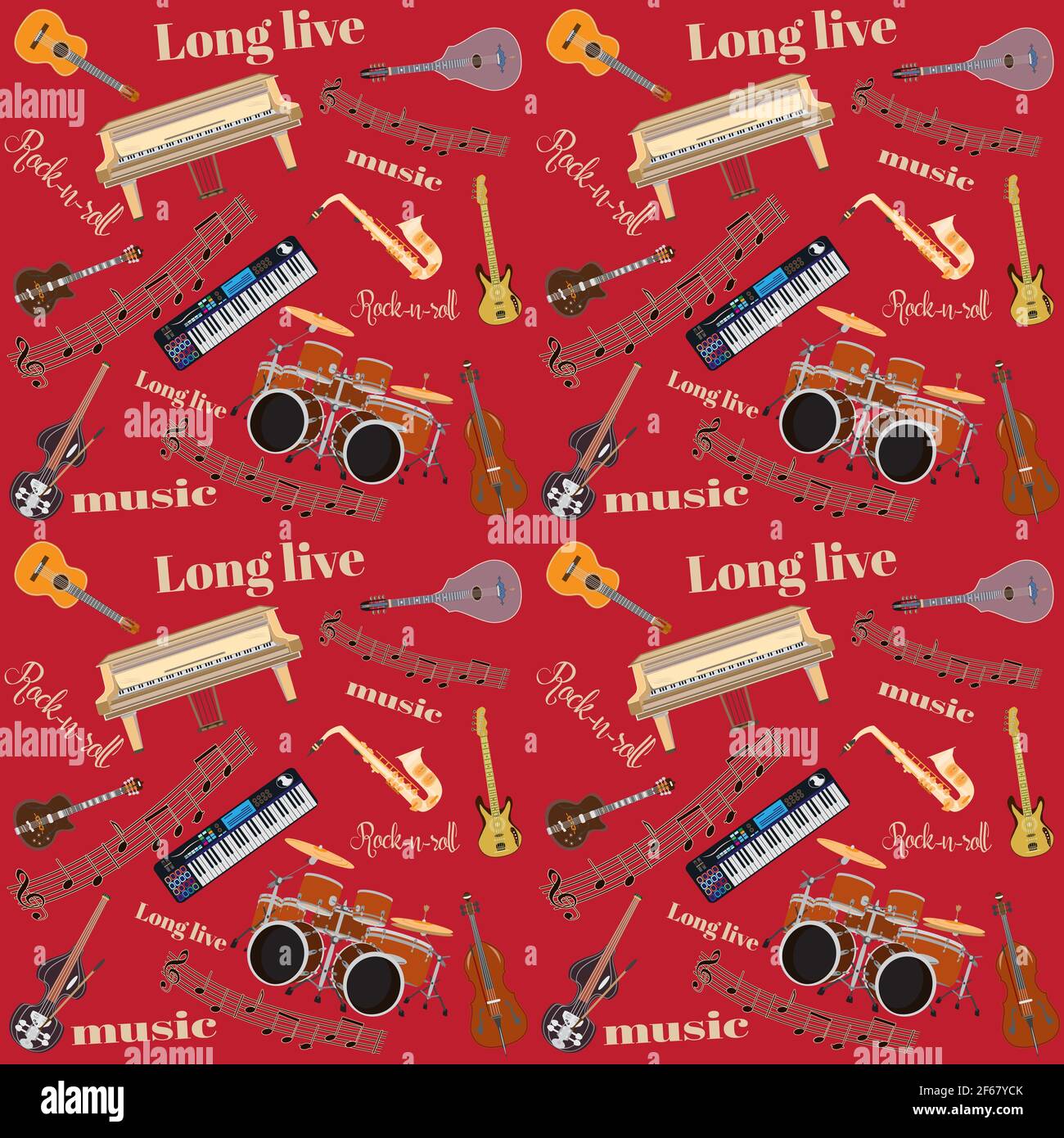 Vector Long live Rock and roll seamless pattern Stock Vector Image ...