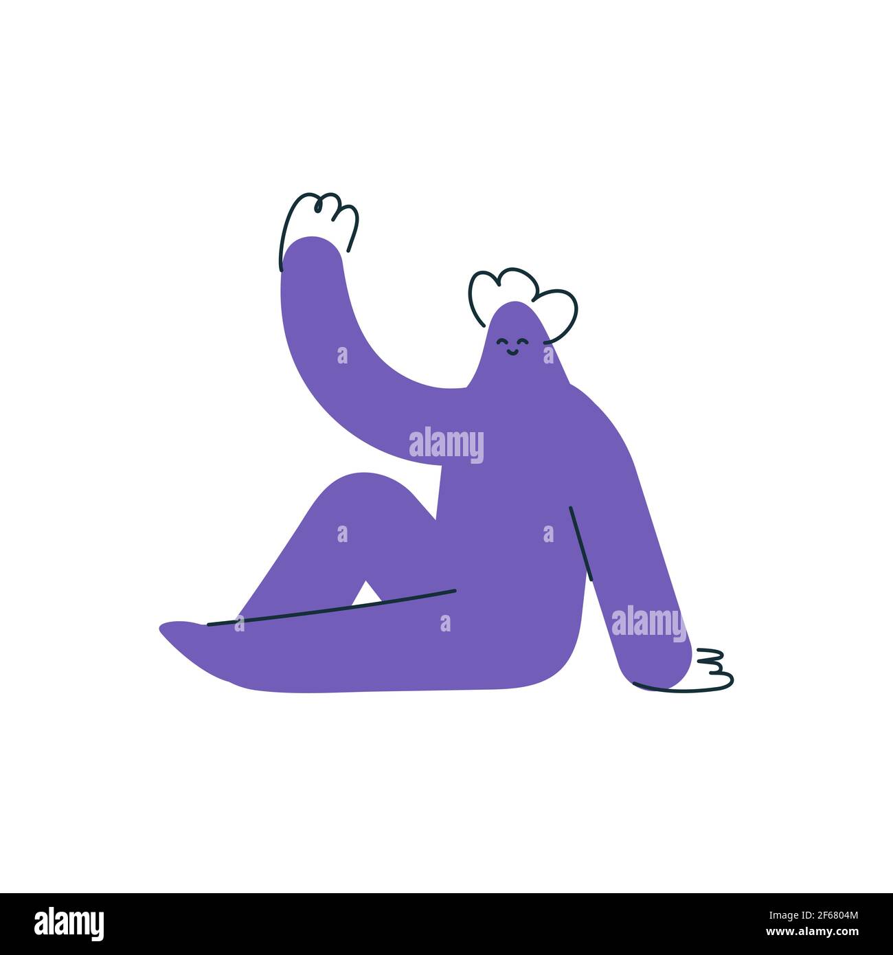 Purple man raising hand in greeting gesture on white Stock Vector Image ...