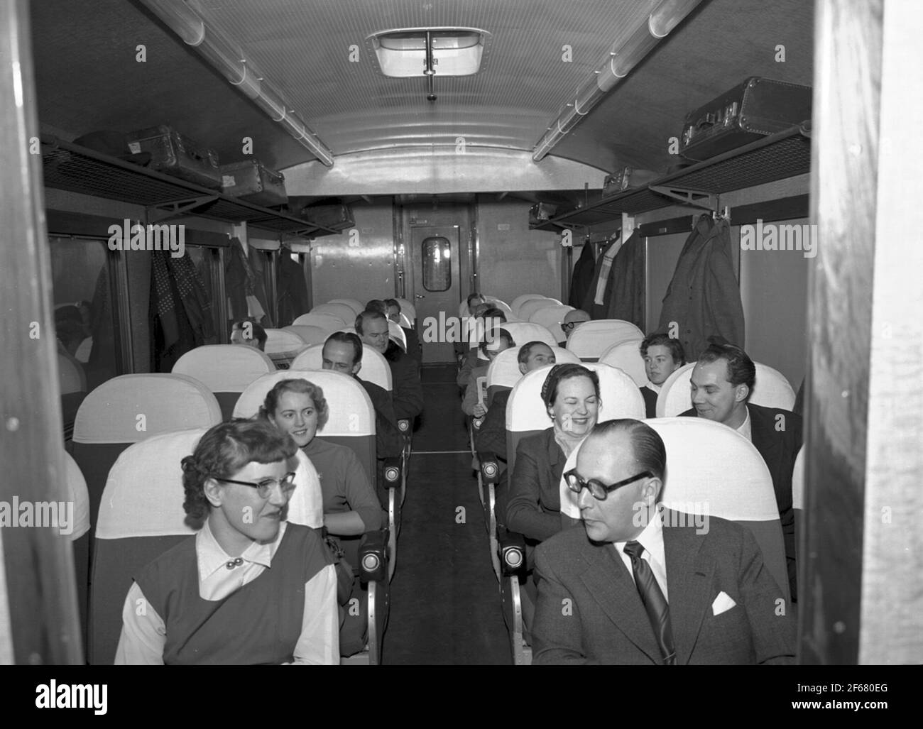 The state's railways, SJ YCO8 rail bus with aircraft armchairs Stock ...