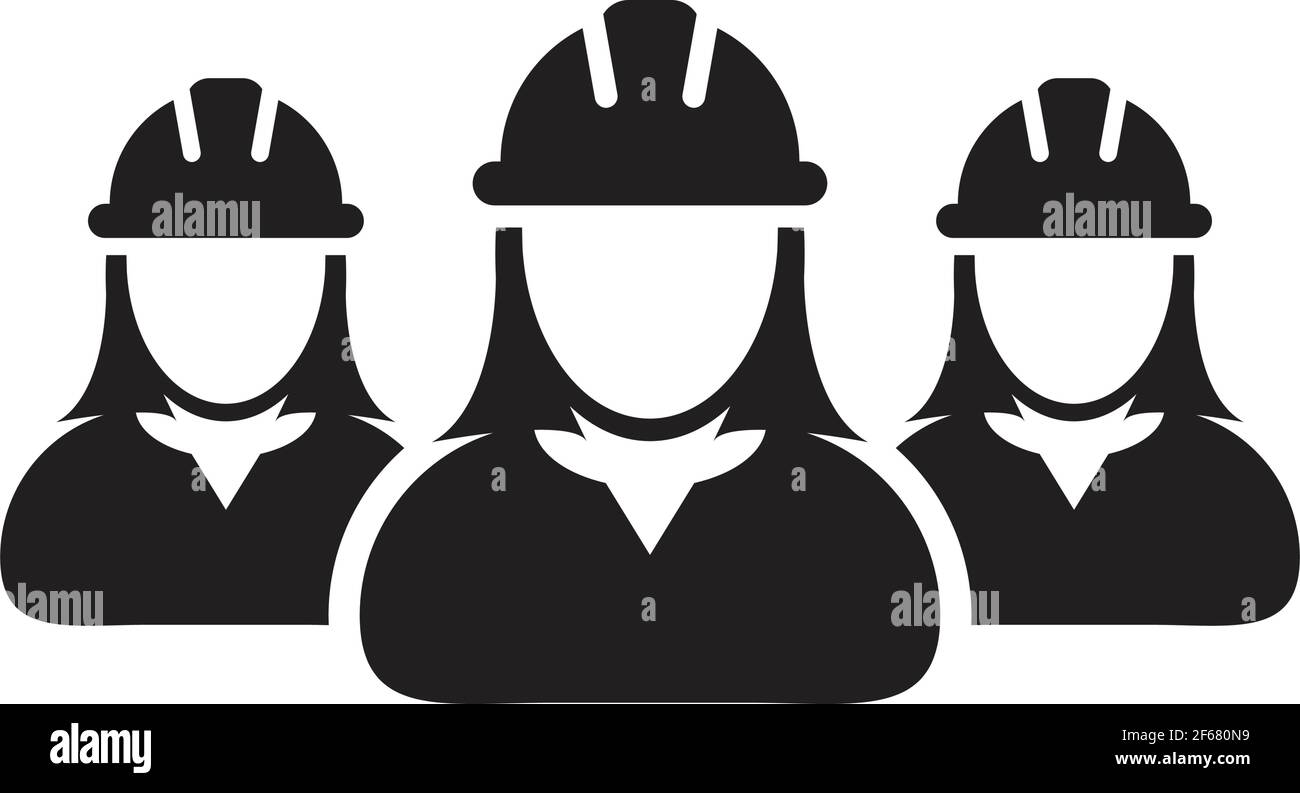Construction worker icon vector group of contractor people persons ...