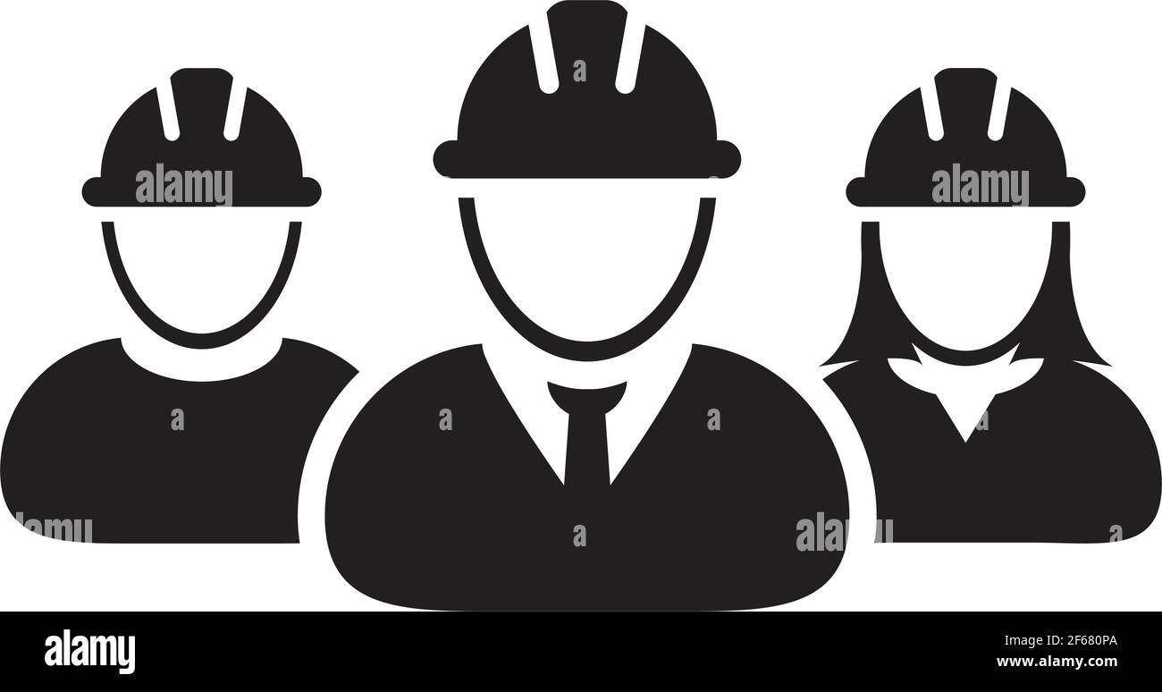 Factory worker icon vector group of construction builder people persons ...