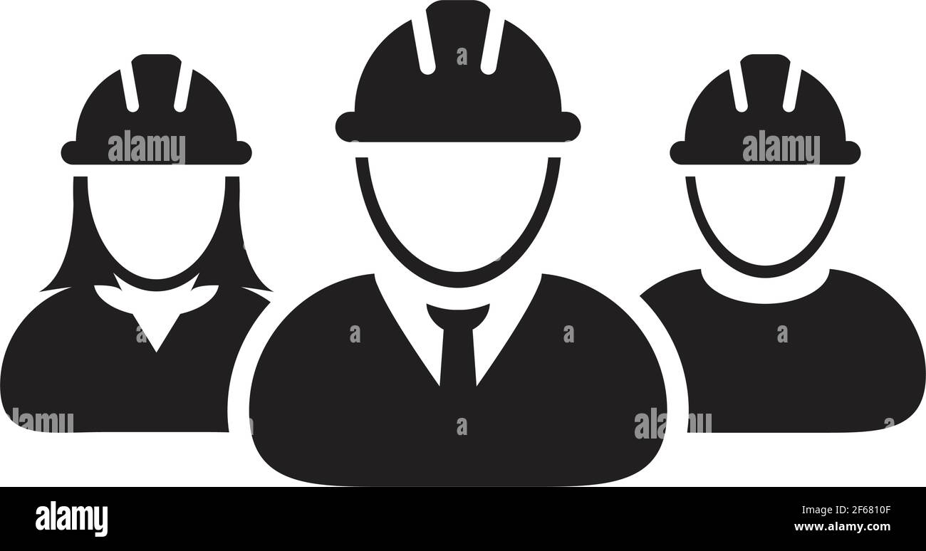 Construction worker icon vector group of contractor people persons ...
