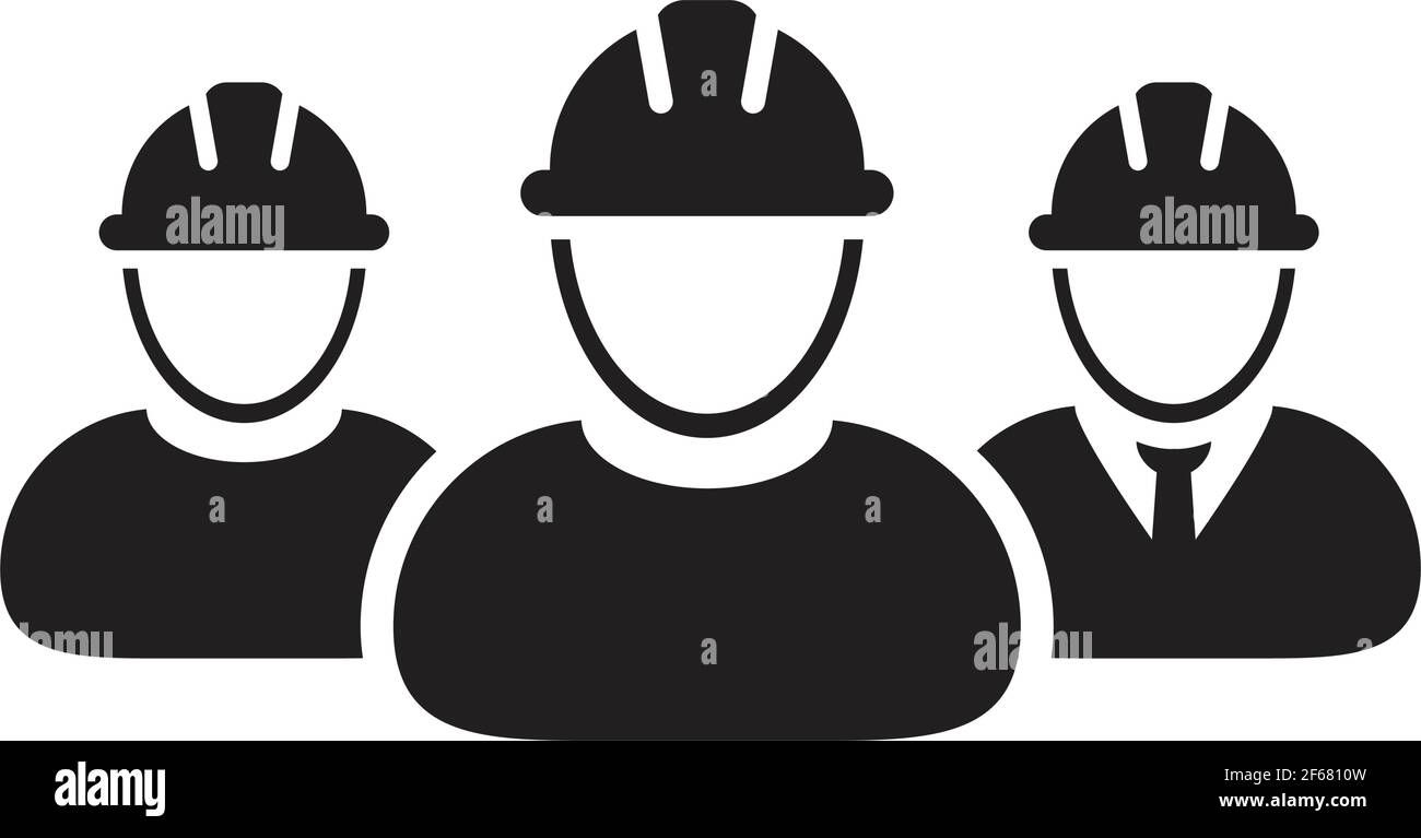 Construction workers icon vector group of builder contractor people ...
