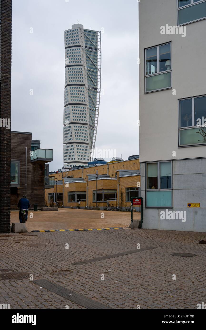 Malmo, Sweden - March 28, 2021: Turning Torso, the famous first twisted ...