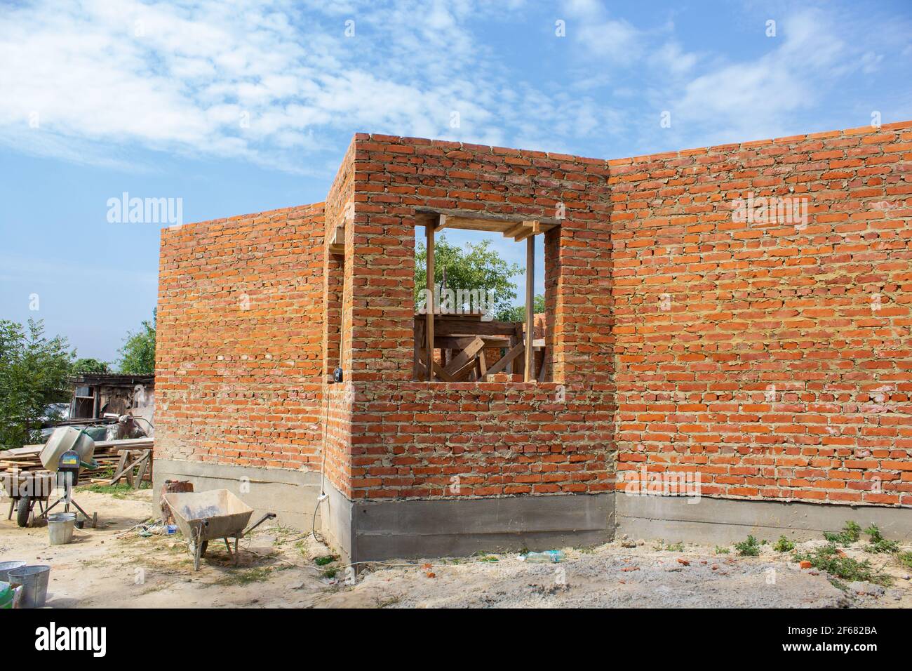 building brick house in the village of red brick Stock Photo - Alamy