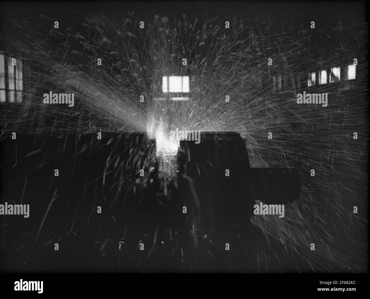 Spark rains at rail welding Stock Photo - Alamy