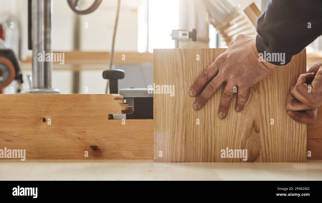 Focus on carpenter working wood hi-res stock photography and images - Alamy