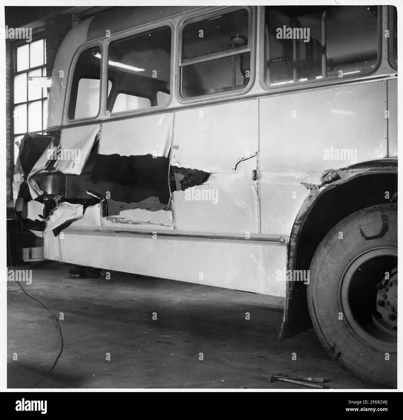 Collision Damaged Bus, State Railways, SJ Bus 2496 Stock Photo - Alamy