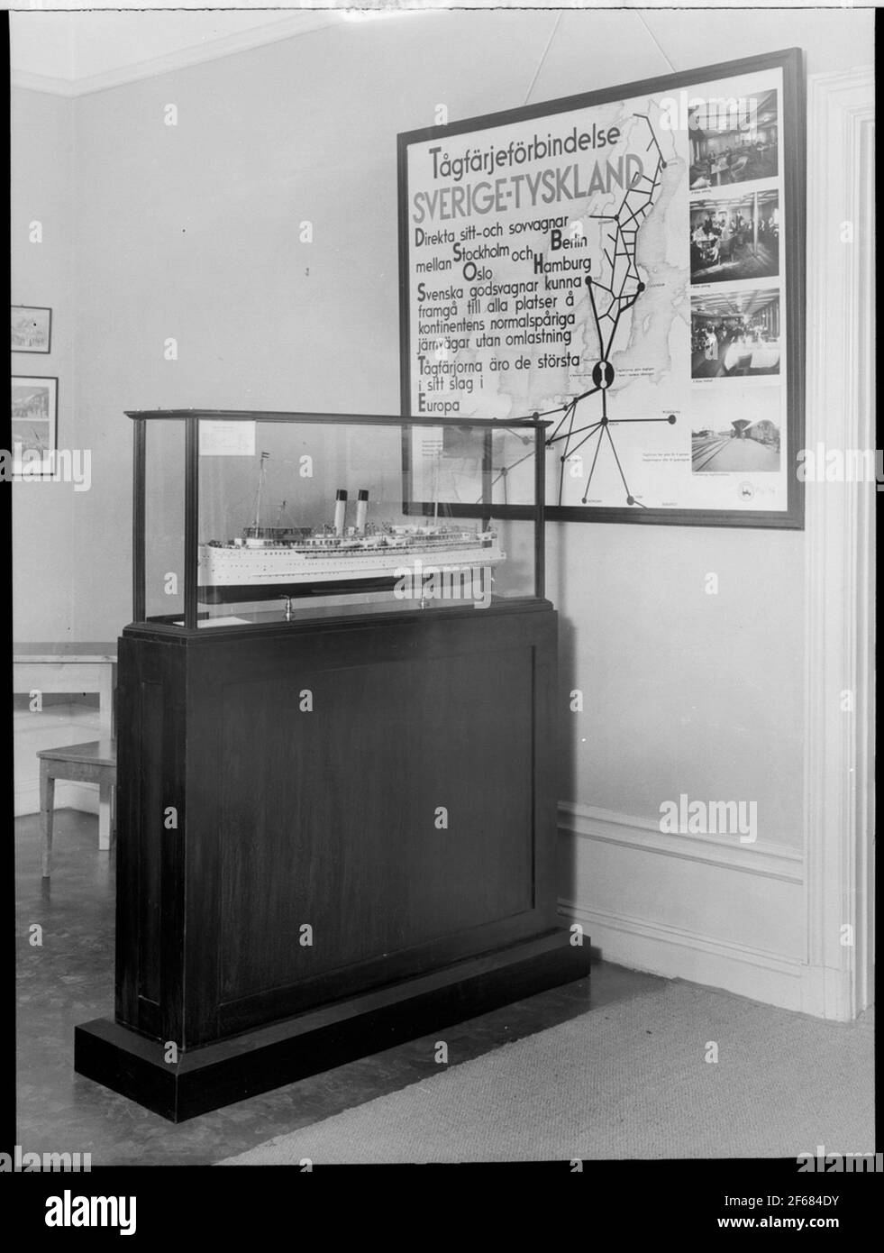 Photo of interior with booth and train ferry model Stock Photo - Alamy