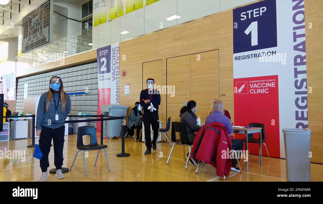 The registration process in the vaccination clinic in the building ...