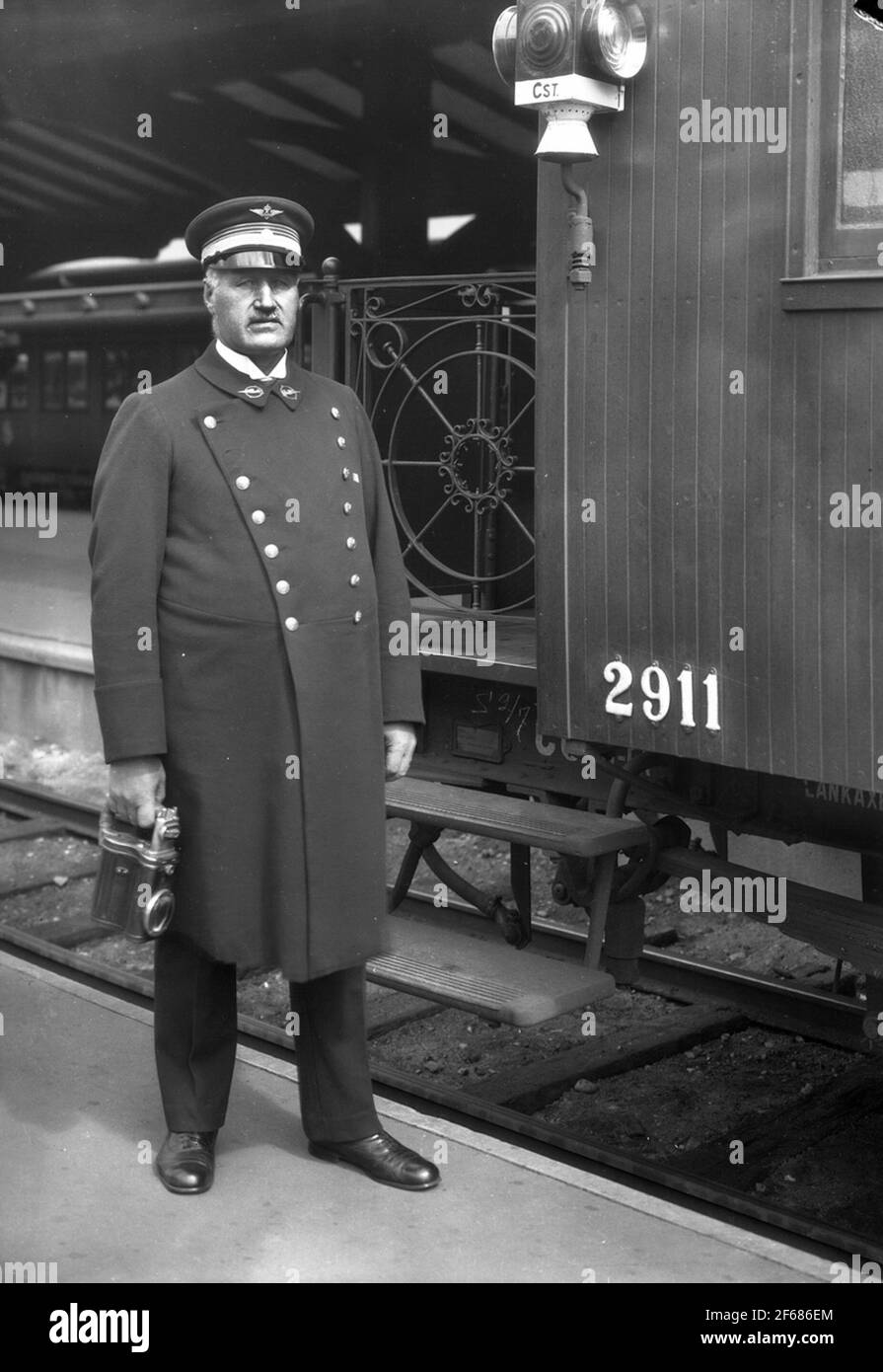 Train Master A. F. Stark. Carriage with final signal, state railways ...