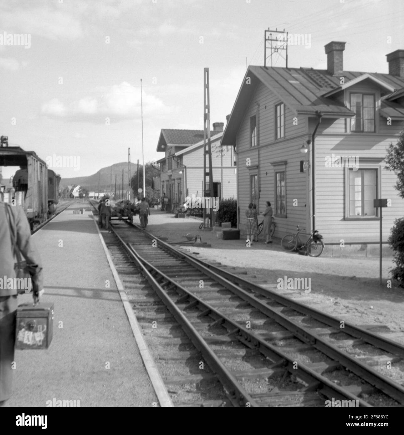 Torpshammar railway station. The electrification begun Stock Photo - Alamy