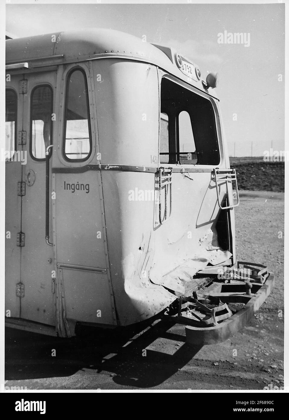 Collision Damaged Bus, National Railways, SJ Bus 1453 Stock Photo - Alamy