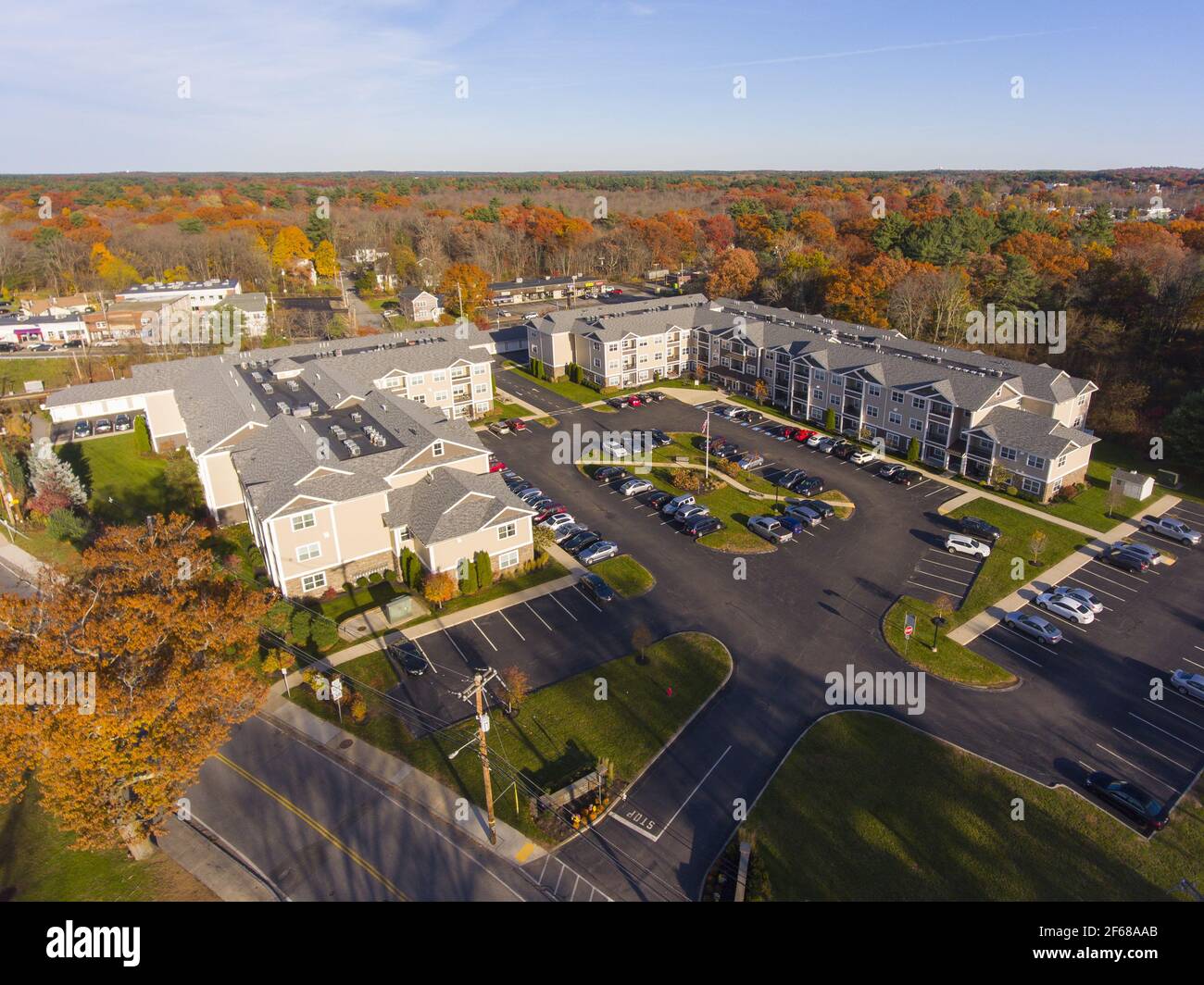 Aerial view of Wilmington historic town center at Main Street and ...