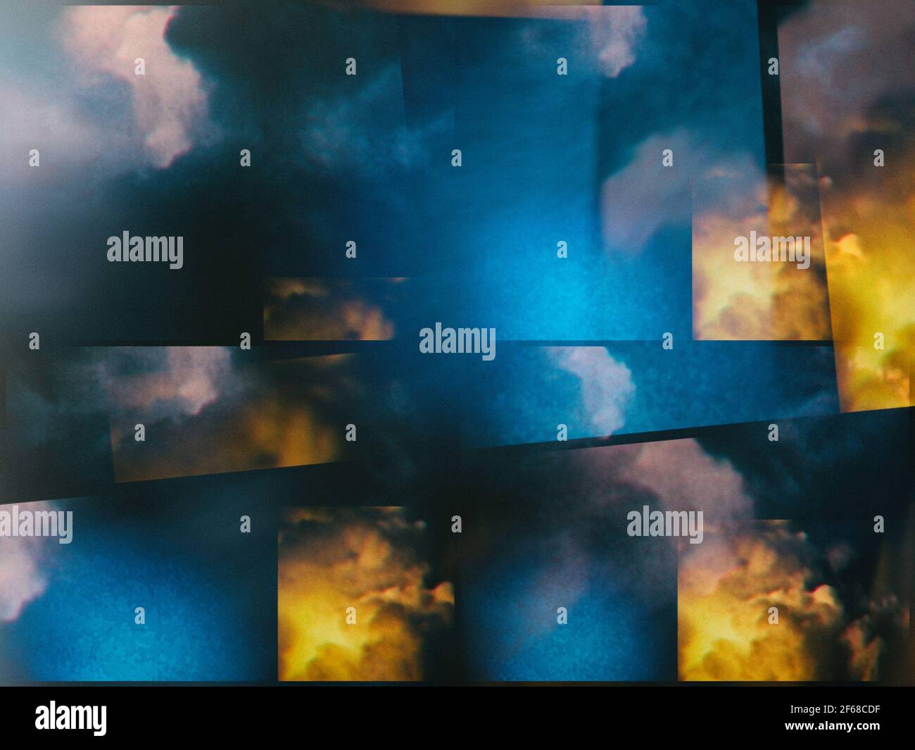 Colorful clouds with overlapping rectangular layers. 3D rendering Stock ...