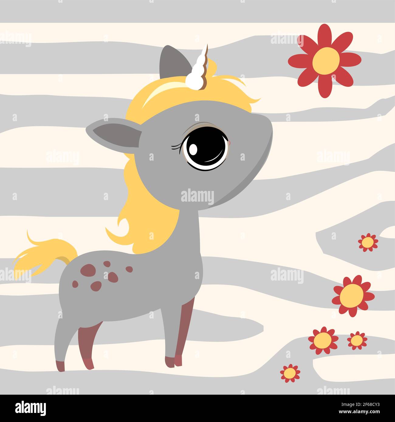 Little baby unicorn. Cheerful kind animal child. Cartoons flat style ...