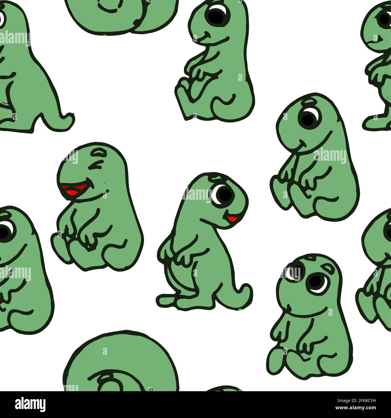 Cheerful funny dinosaur. Seamless dino illustration. Cartoon sketch ...