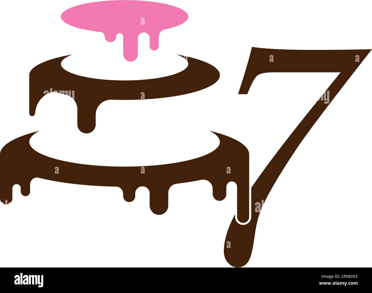 Number 7 icon with wedding cake design template vector illustration ...