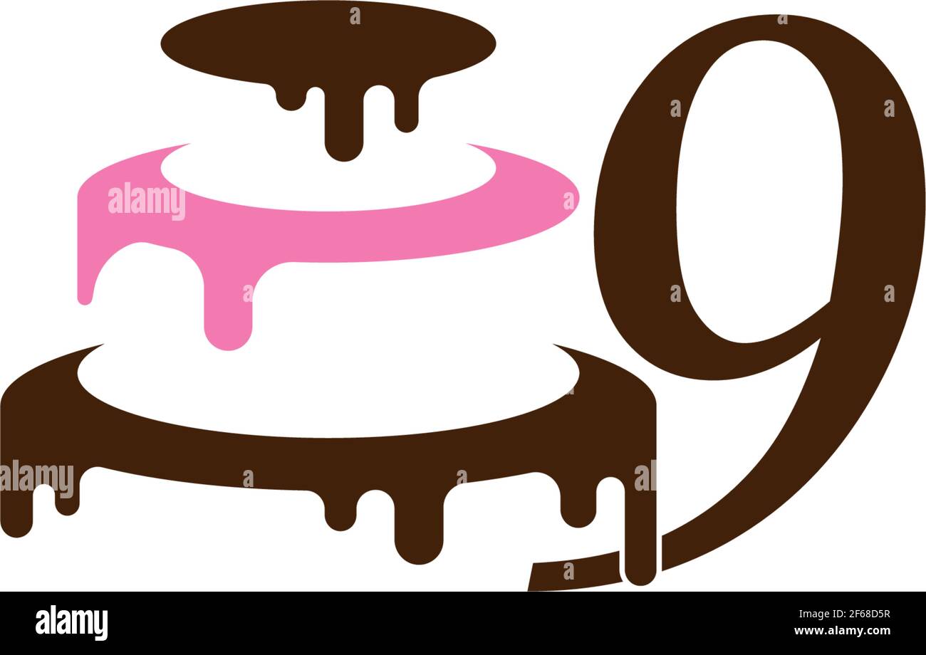 Number 9 icon with wedding cake design template vector illustration ...