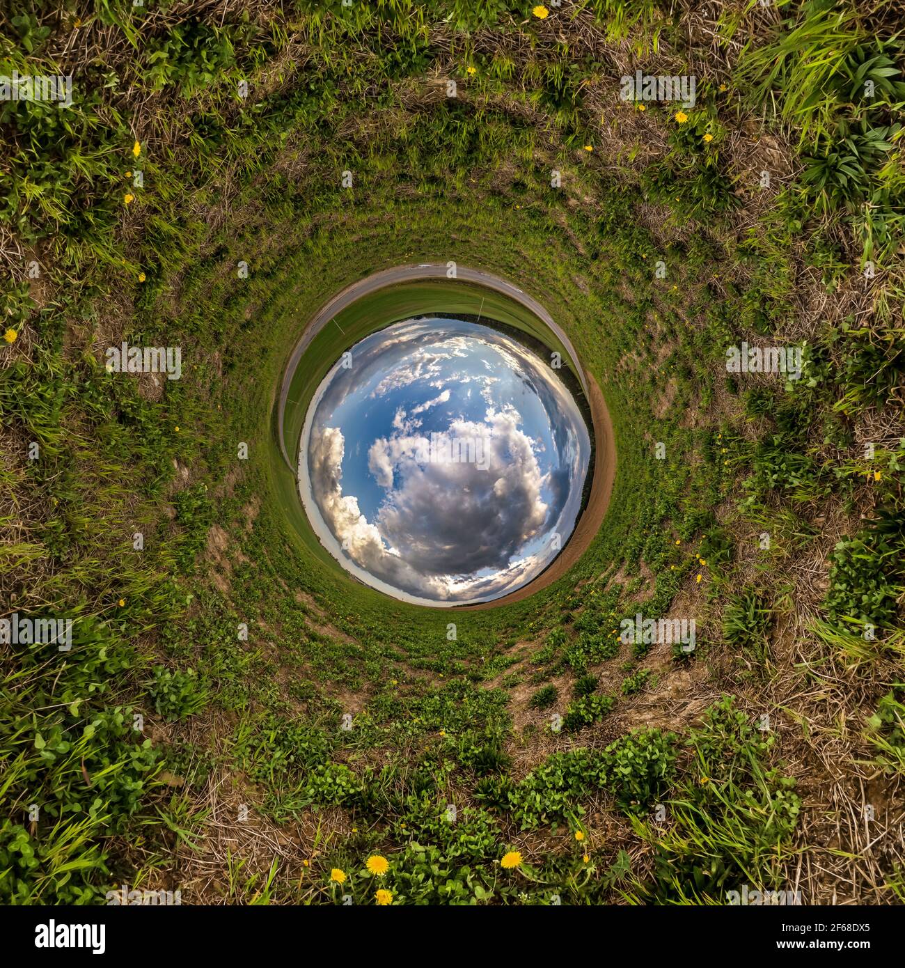 Blue little planet. Inversion of tiny planet transformation of ...