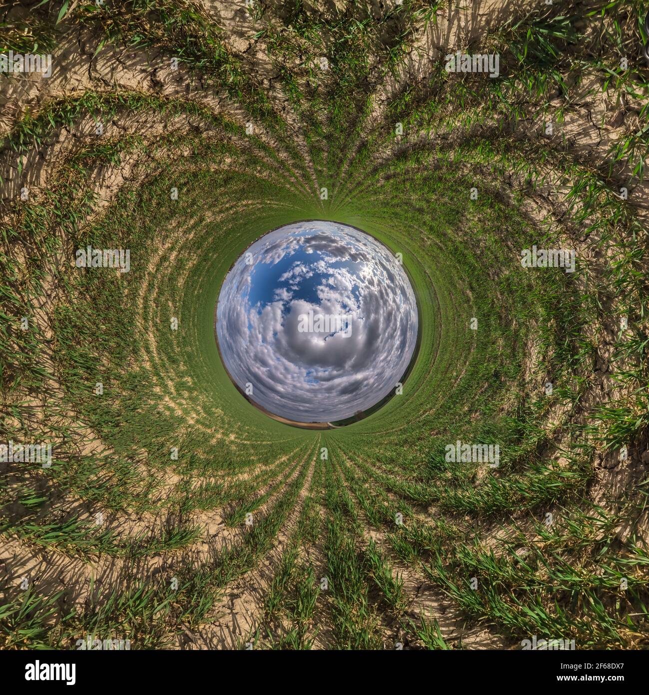 Blue little planet. Inversion of tiny planet transformation of ...