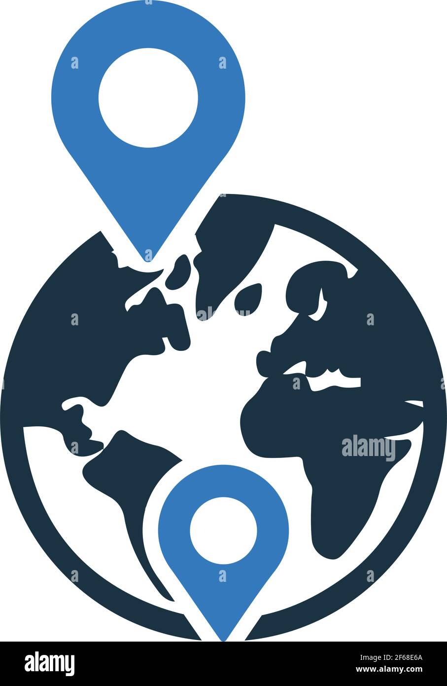 World map, global location icon is isolated on white background. Simple ...