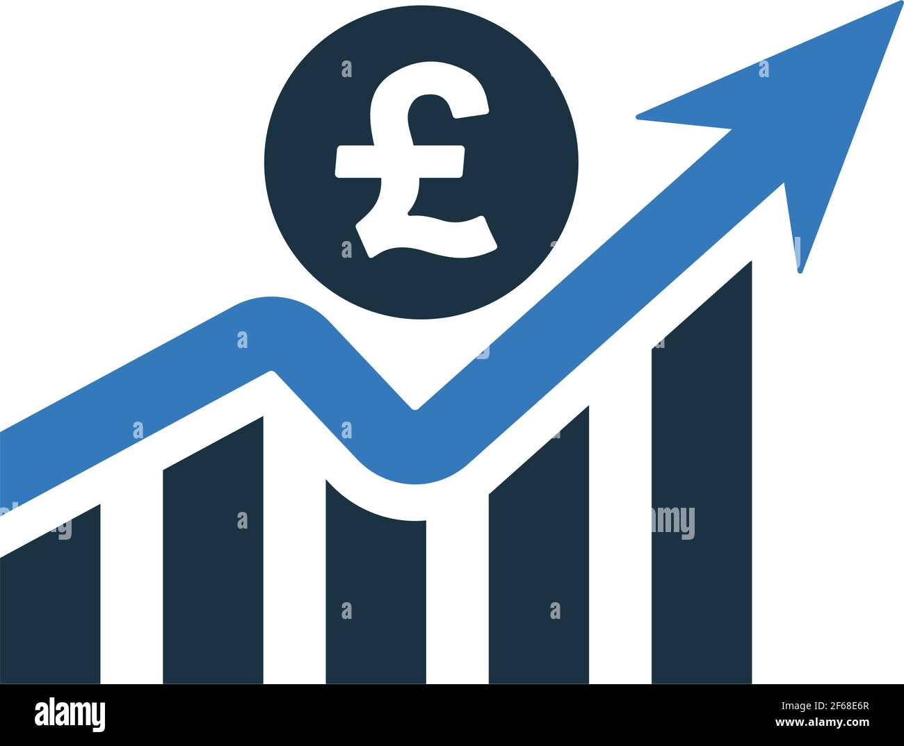 Graph, statistics, pound growth icon is isolated on white background ...