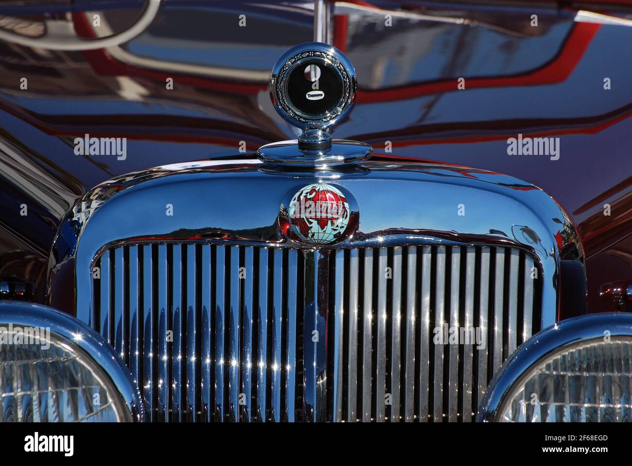 Front end of a 1949 Triumph Roadster with lots of chrome details Stock ...