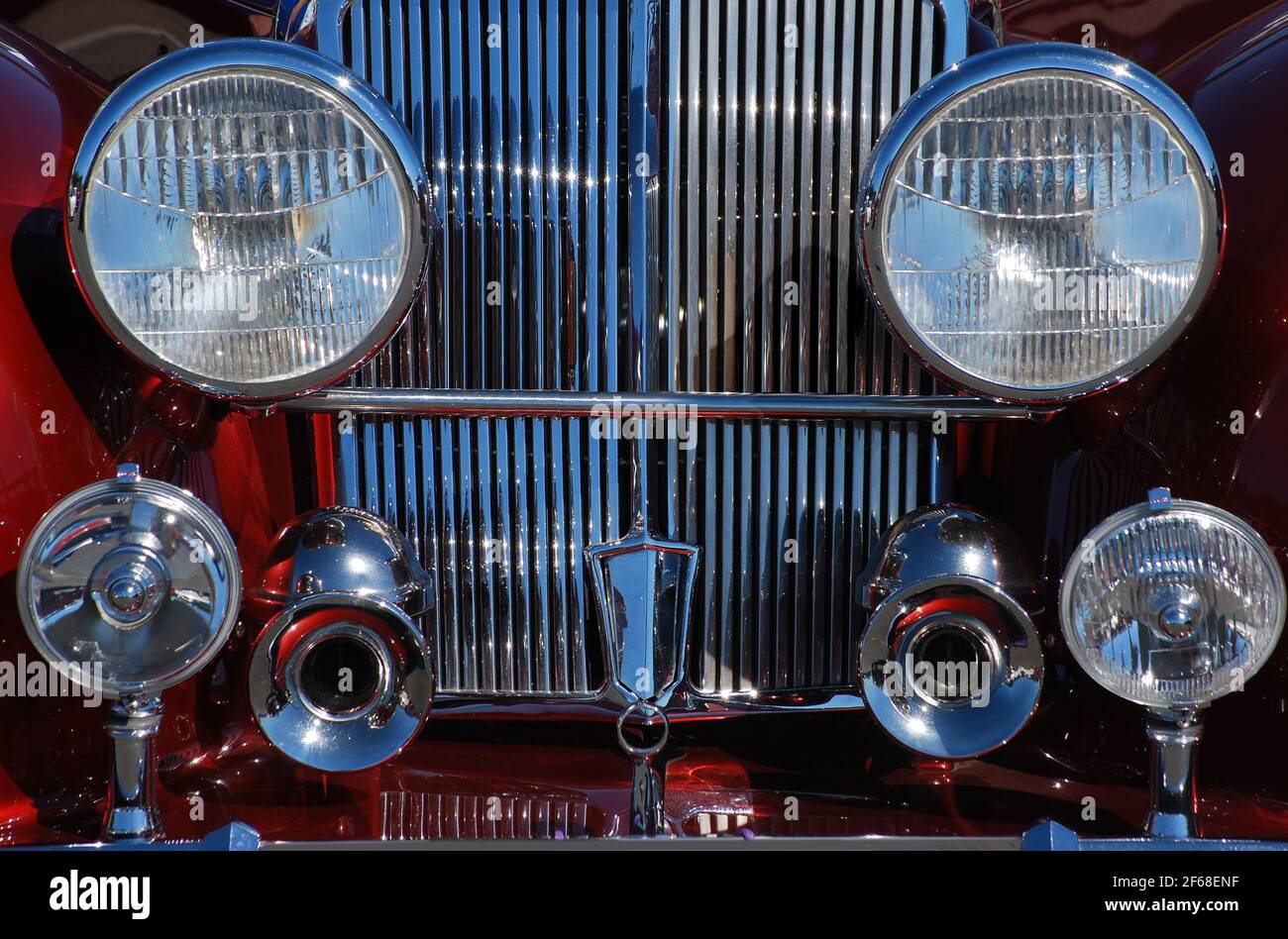 Front end of a 1949 Triumph Roadster with lots of chrome details Stock ...