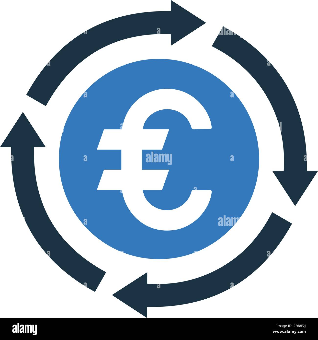 Payment, arrow, euro turnover icon is isolated on white background ...
