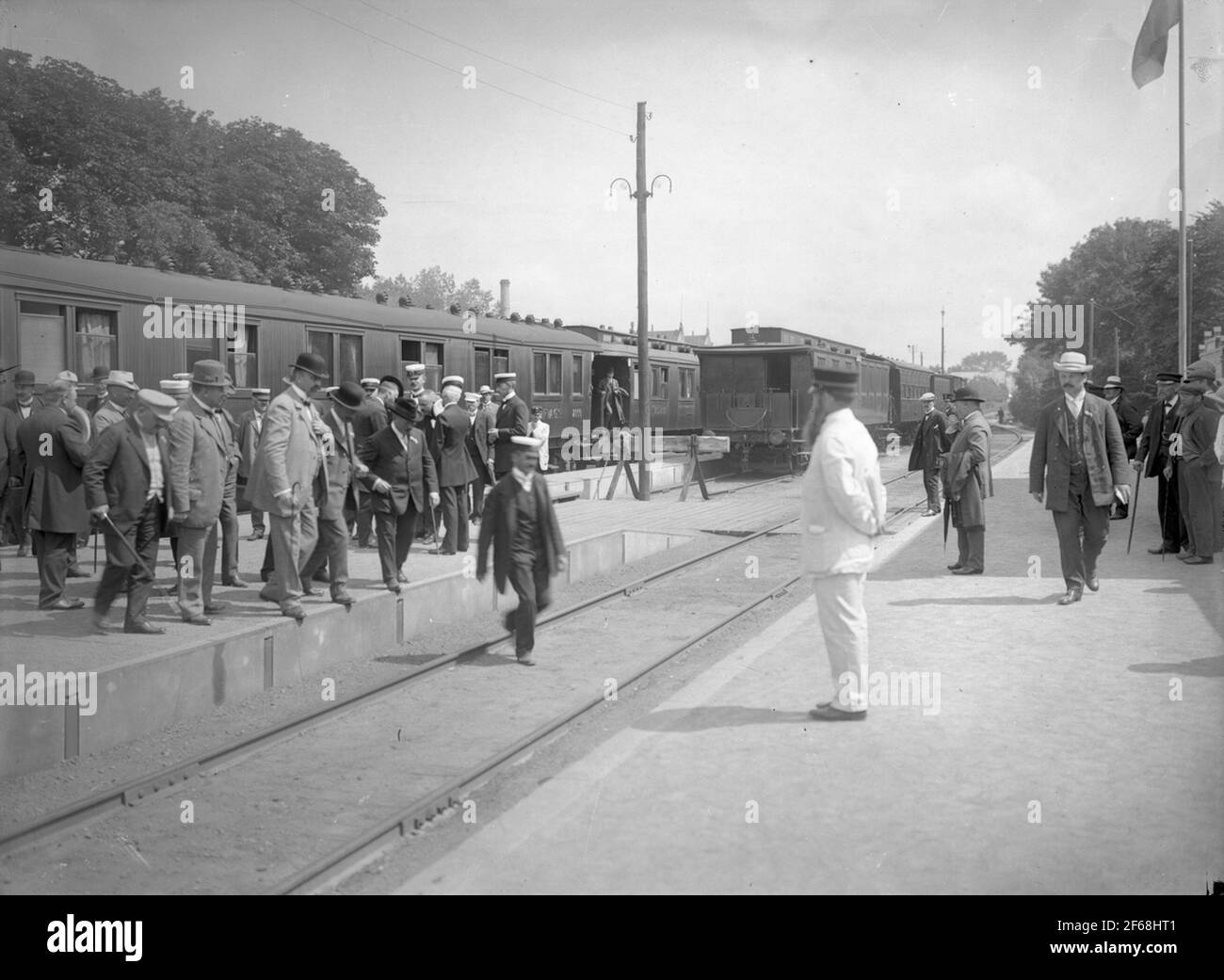 The railroad with passenger train Stock Photo - Alamy