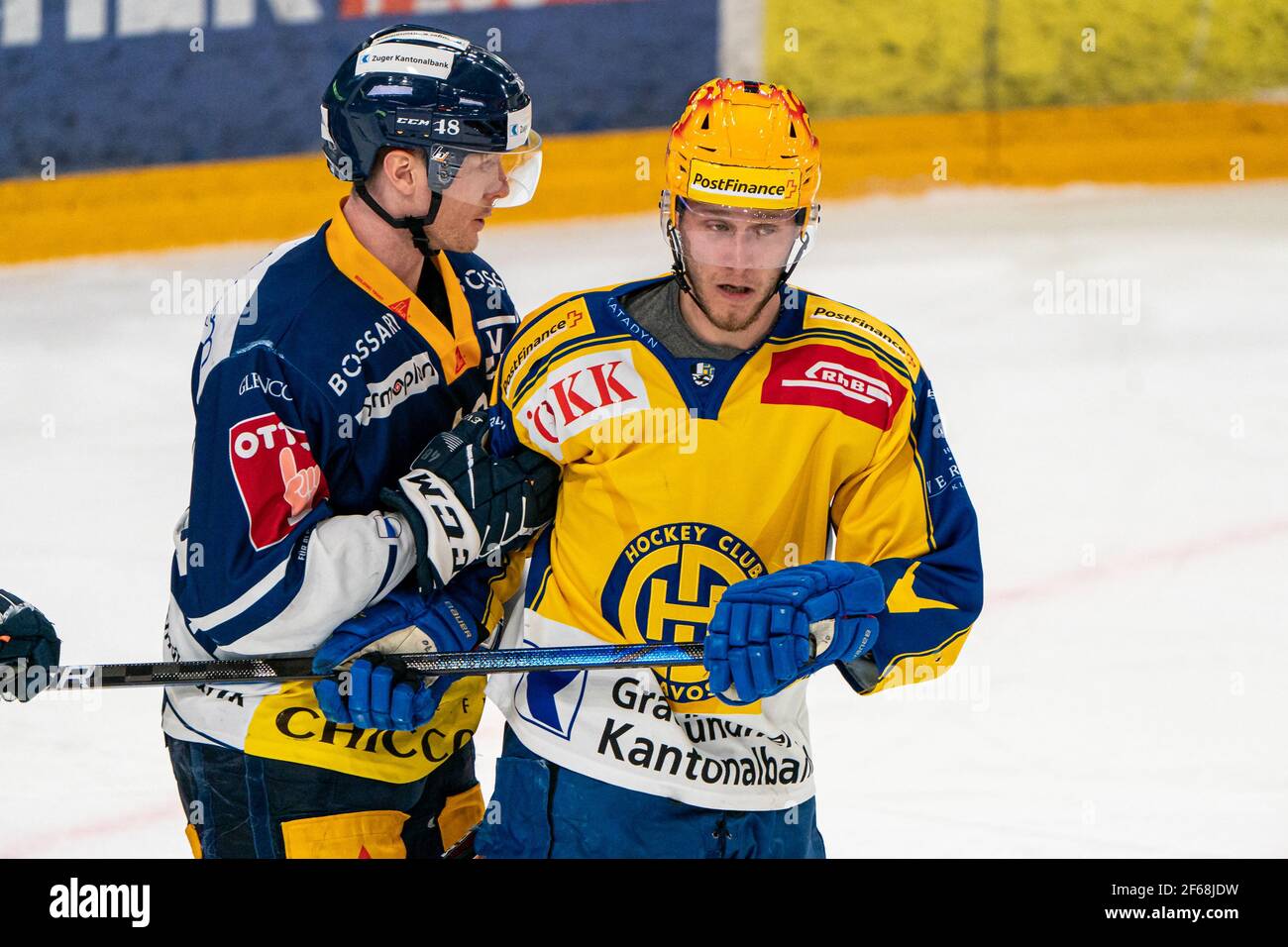 Carl Klingberg # 48 (EV Zug) and EVZ have top scorer Enzo Corvi (Davos ...