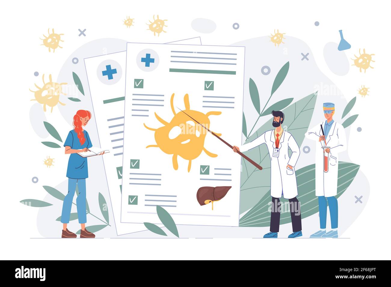 Flat cartoon character doctors at work vector illustration concept ...