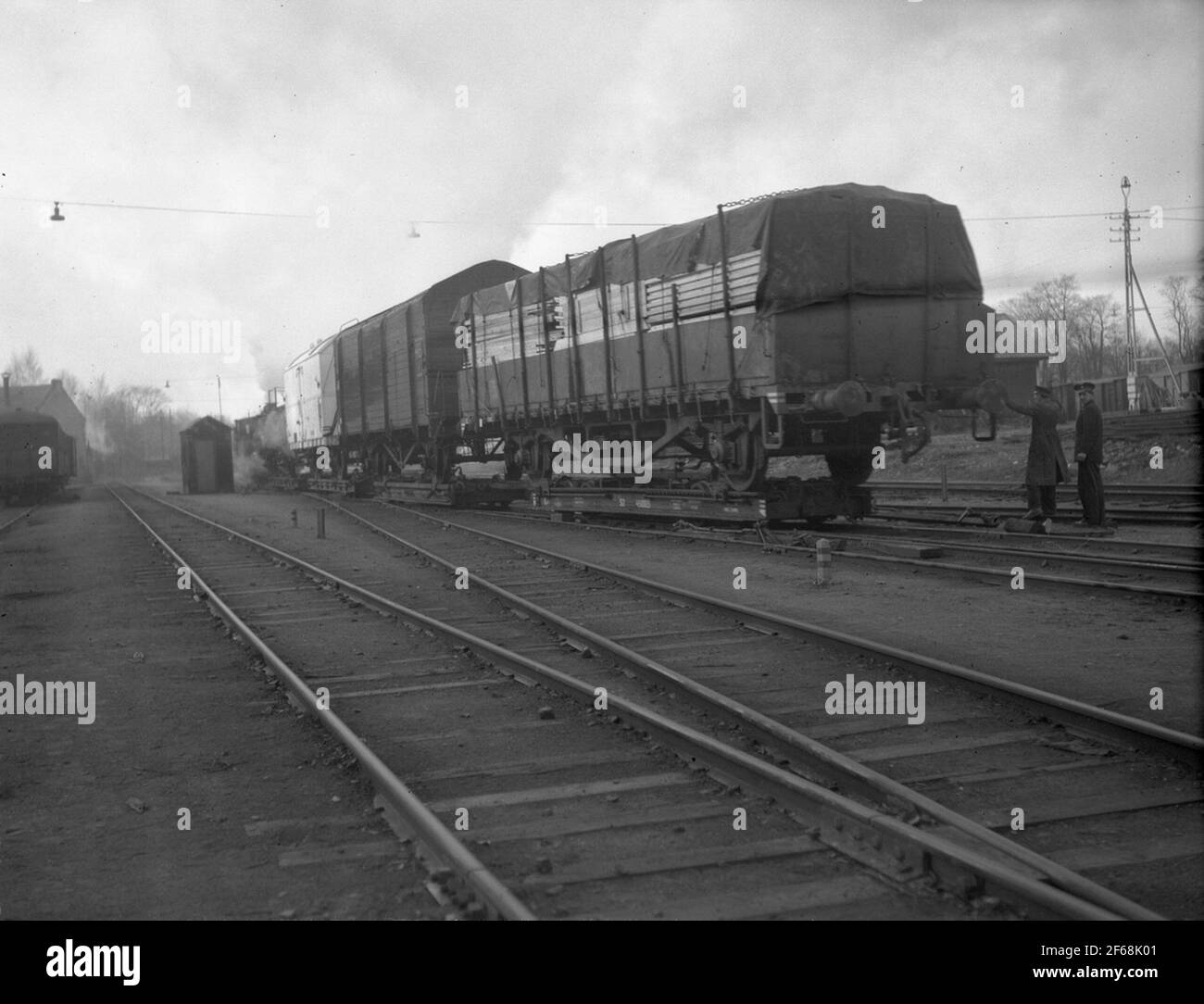 The state's railways, SJ freight trains. Transmission wagons, Vaxjo ...