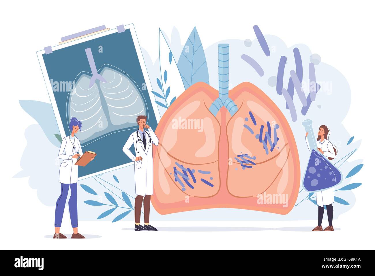 Flat cartoon doctor characters at work vector illustration concept ...