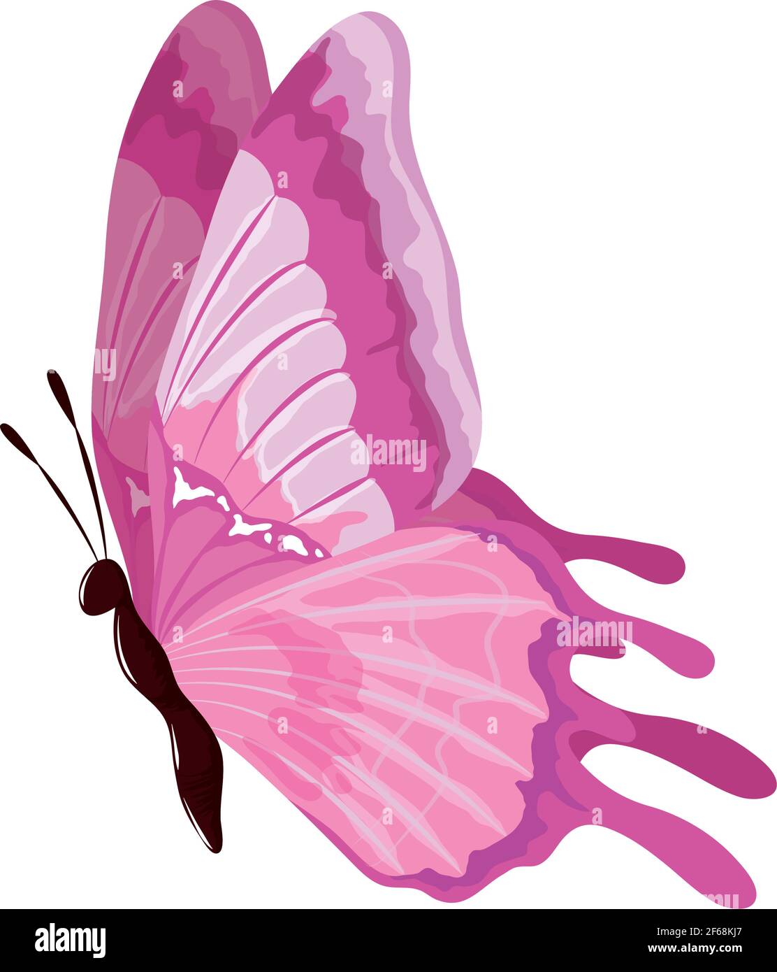 decorative pink watercolor butterfly isolated Stock Vector Image & Art ...