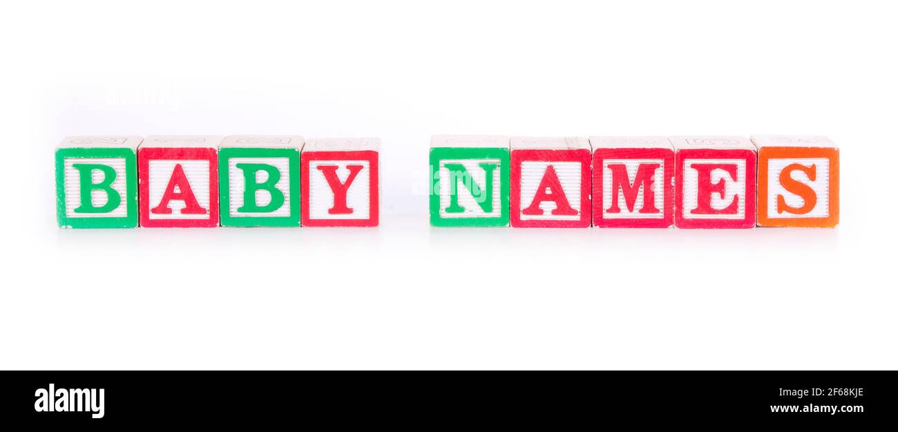 Toy blocks spelling out "BABY NAMES Stock Photo - Alamy