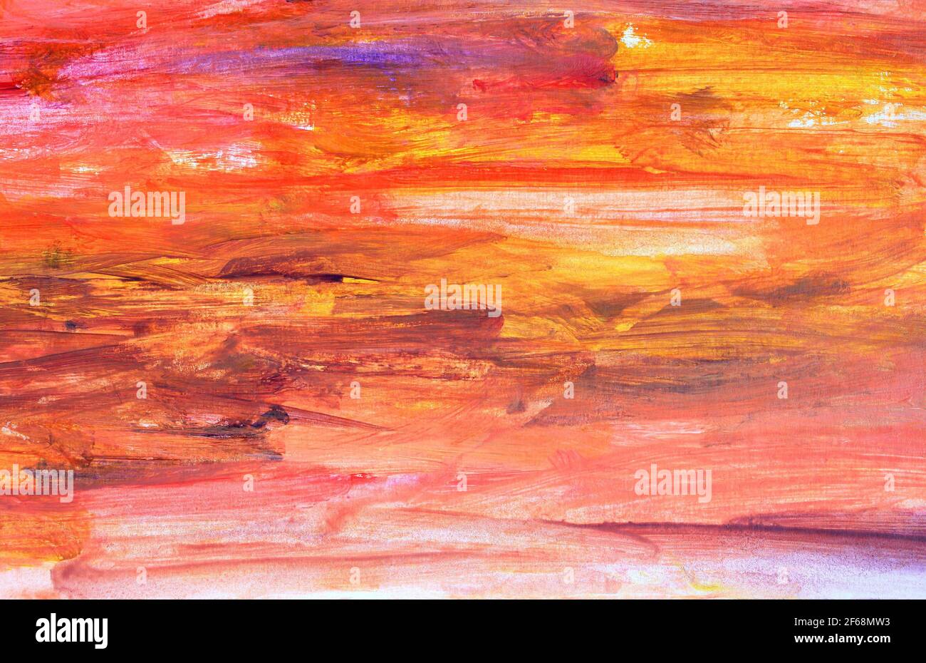 Abstract background in warm colours. Close-up of an acrylic painting on ...
