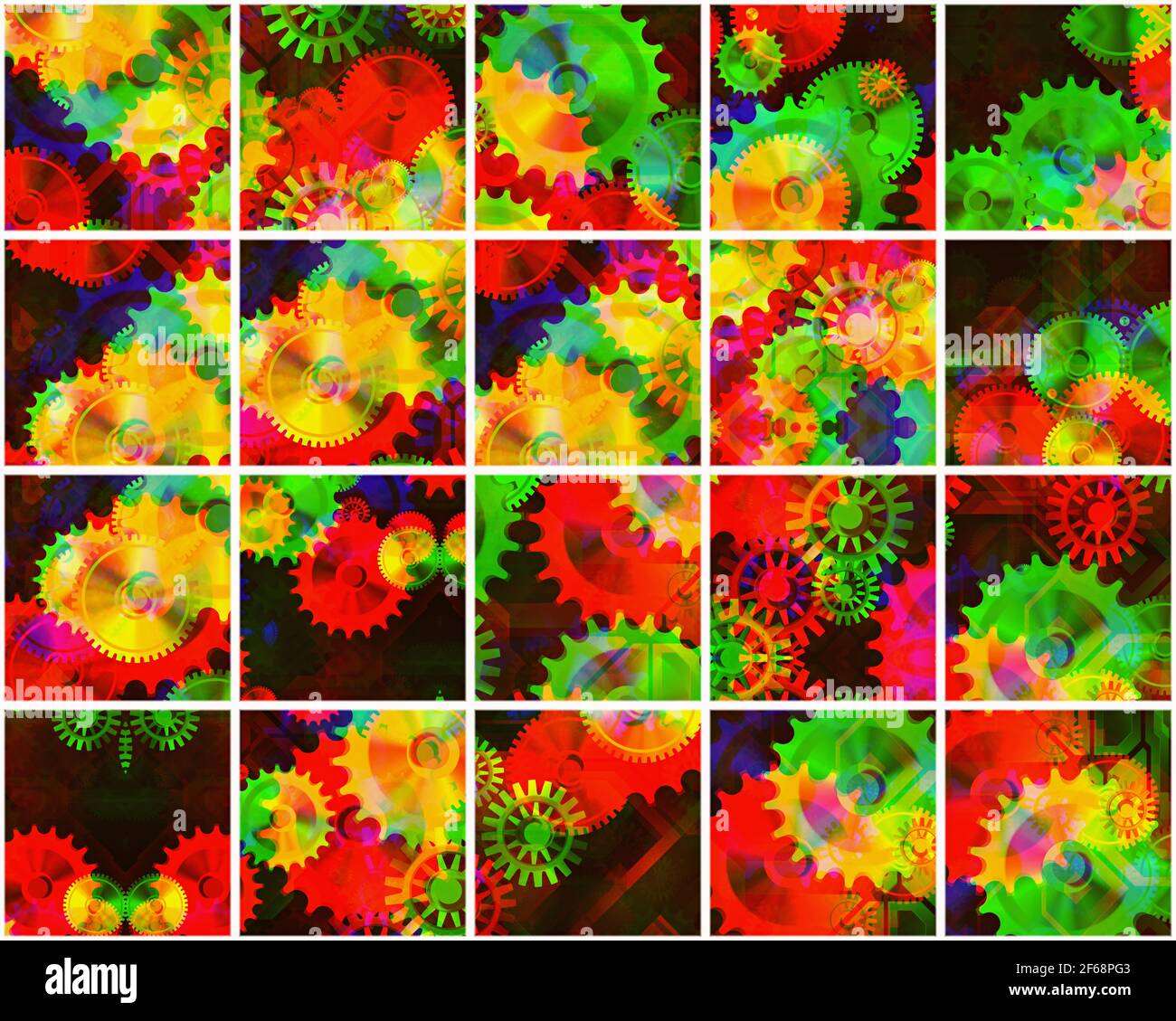 abstract background of many frames with color mechanical gear Stock ...