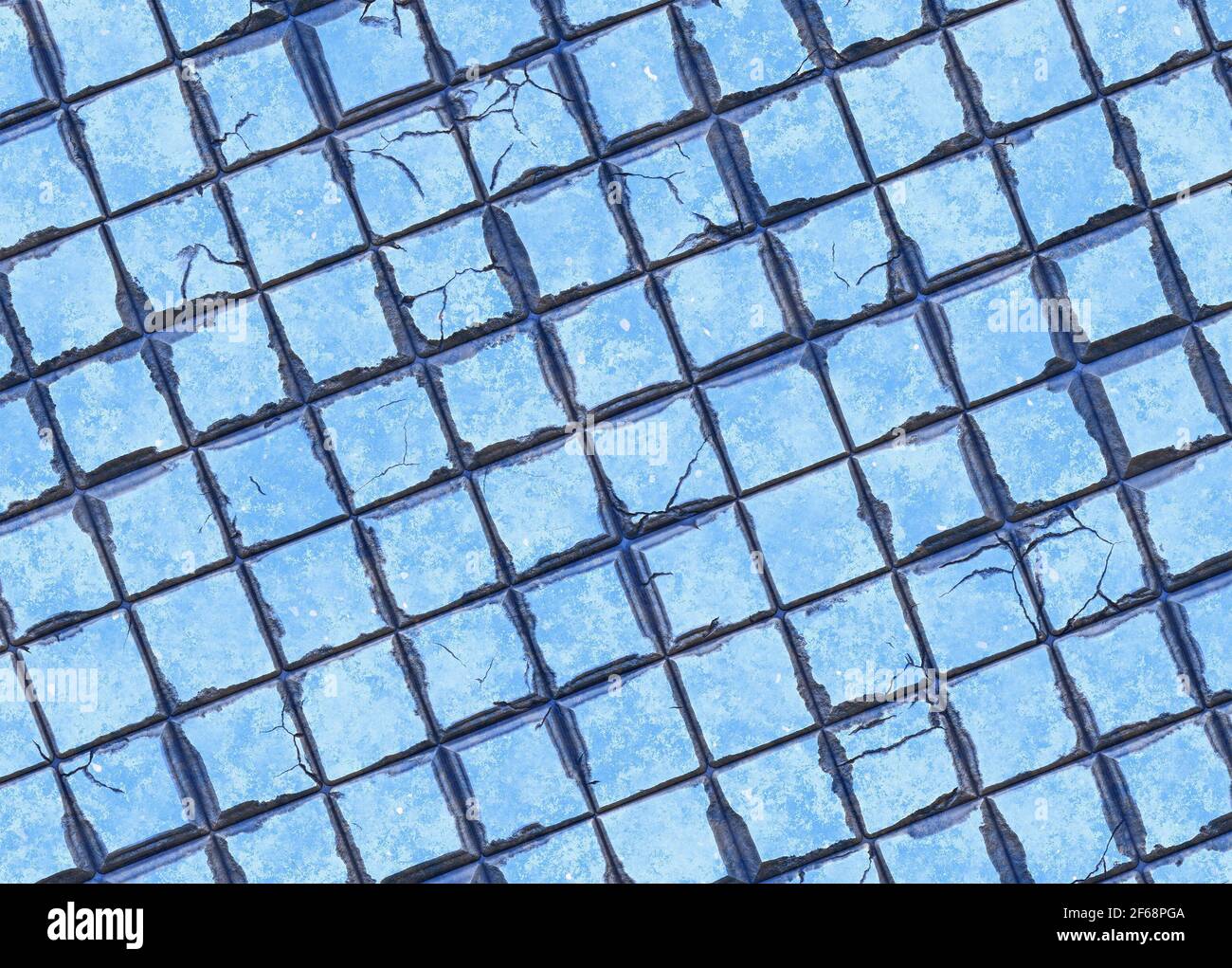 old cracked blue tiles background Stock Photo - Alamy