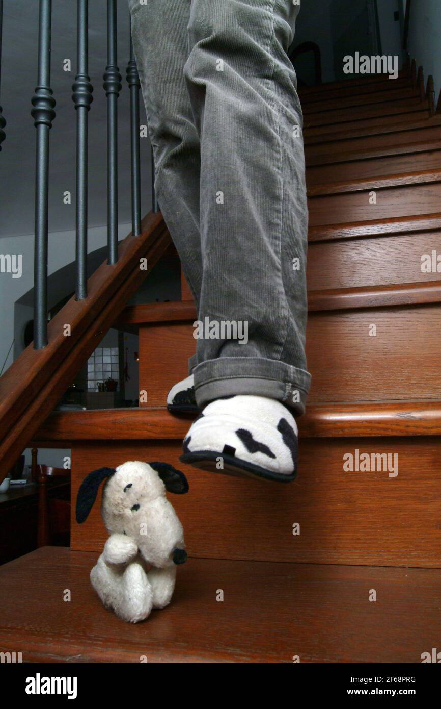 Domestic accidents, fall from the stairs Stock Photo - Alamy
