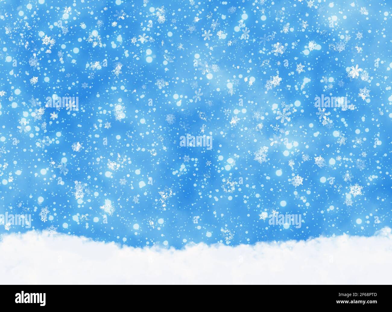 white snowfall on blue sky background Stock Photo - Alamy