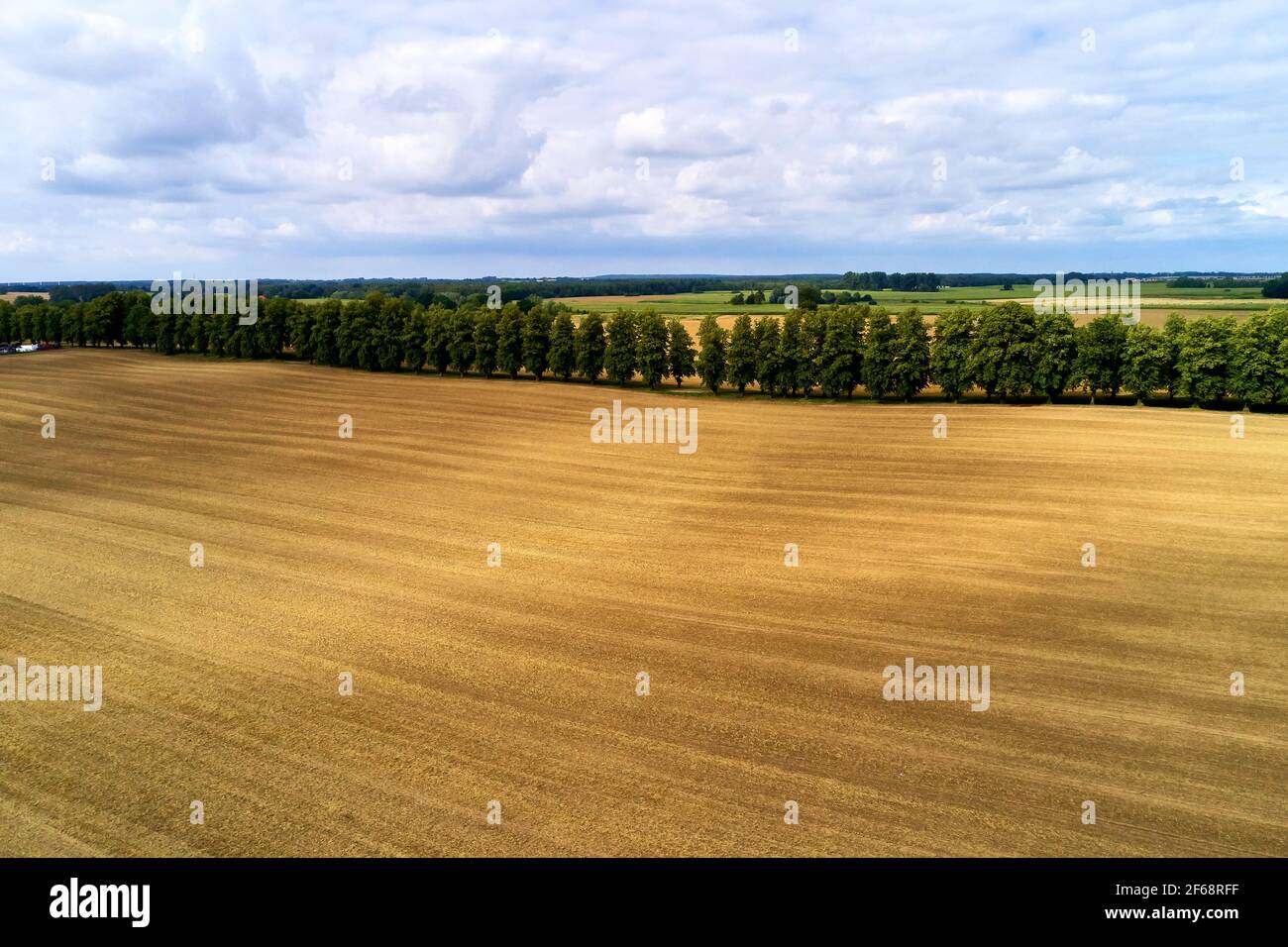 Aerial view of a harvested field Stock Photo - Alamy