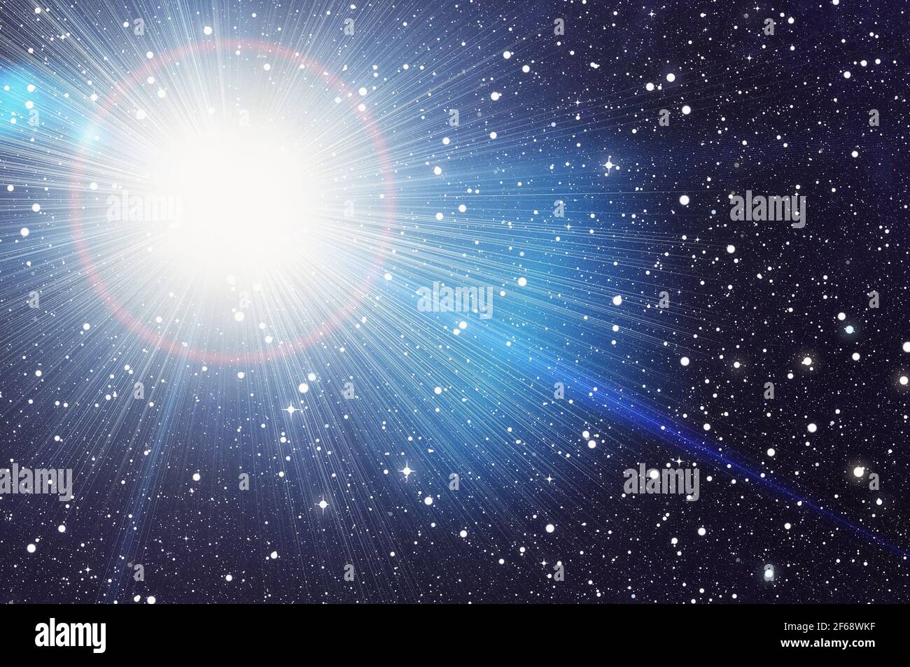 white flash on a space stars background Stock Photo - Alamy