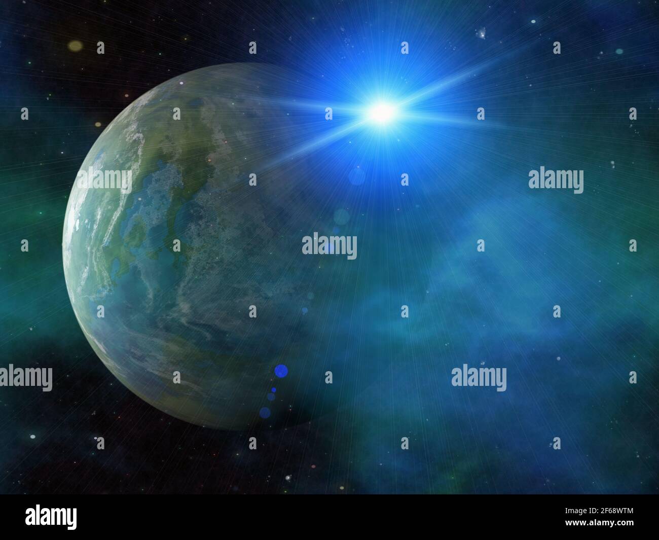 white flash of space planet. cosmos sky background. This is no nasa ...