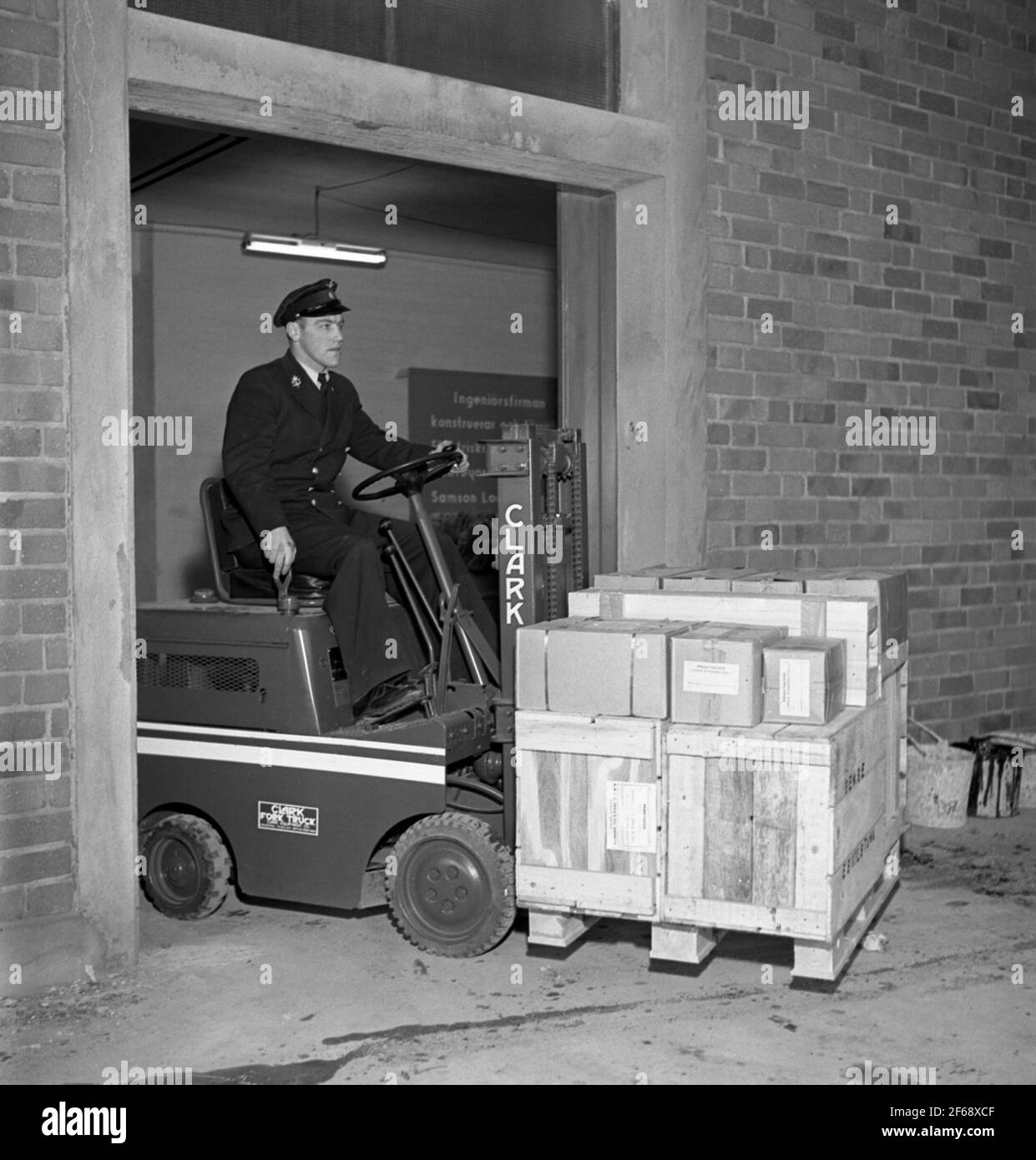 Goods handling with truck Stock Photo - Alamy