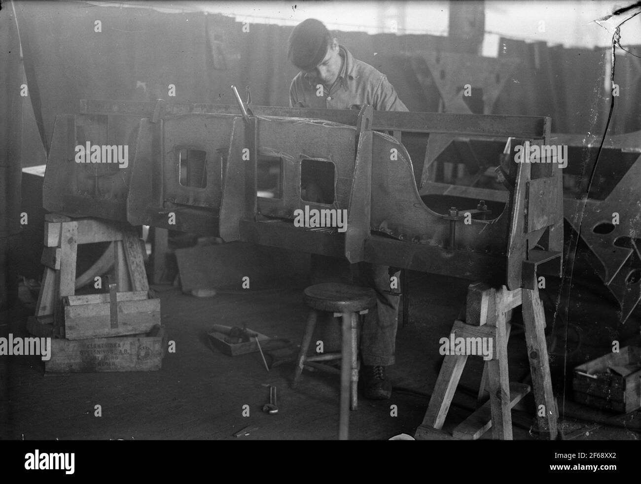 Welding of bogie mill for tram Stock Photo - Alamy