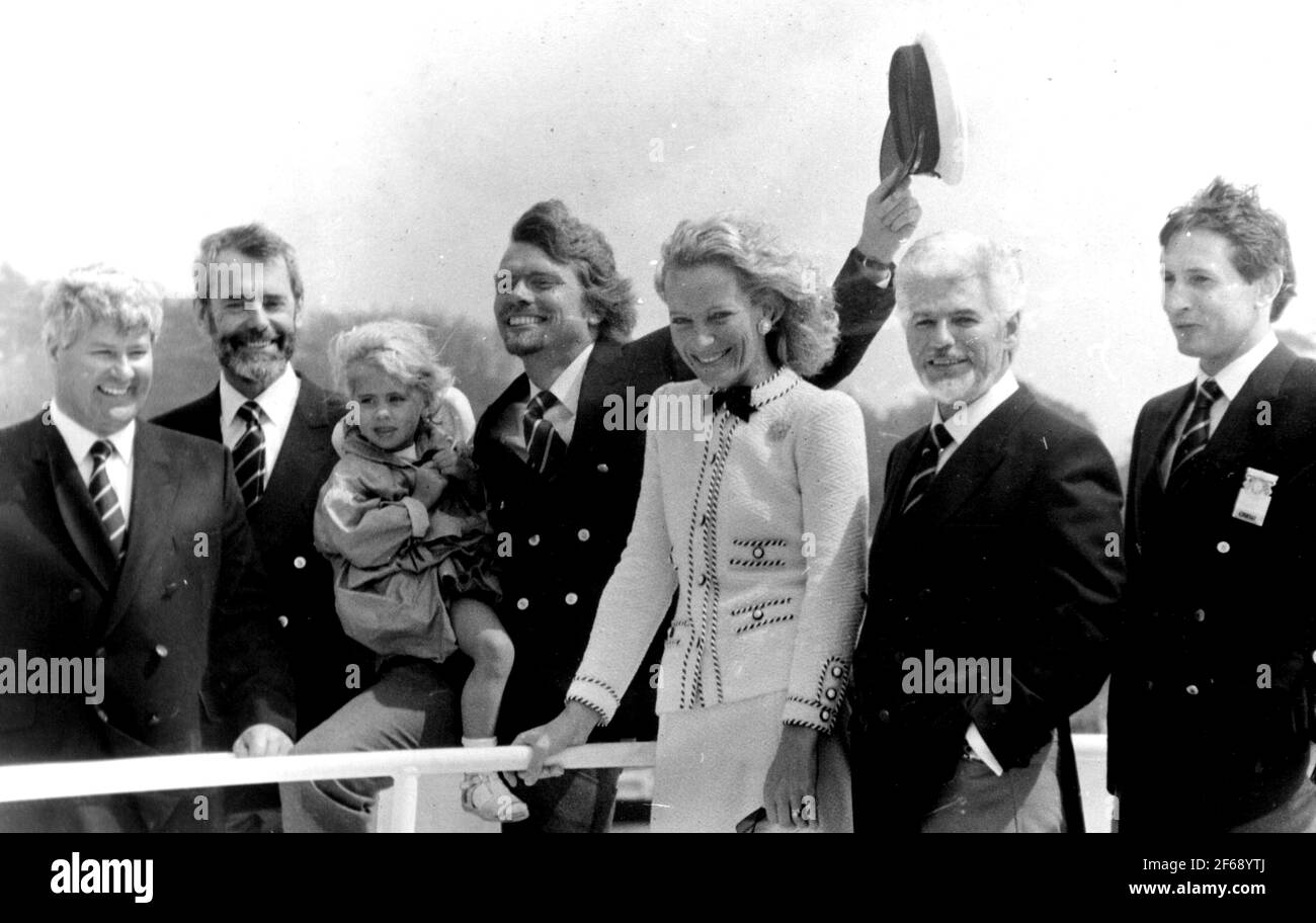 PRINCESS MICHAEL OF KENT WITH THE CREW OF THE SPIRIT OF BRITAIN. L. TO ...